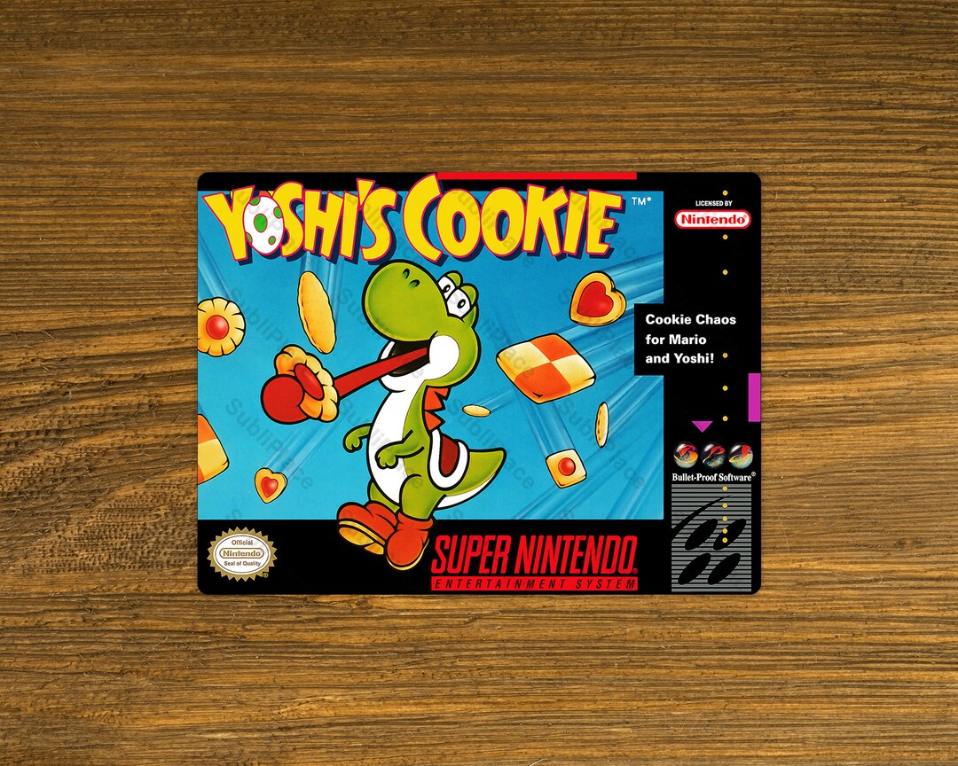 Super NES Yoshi's Cookie Video Game Box Cover Image on a Fridge Magnet ...
