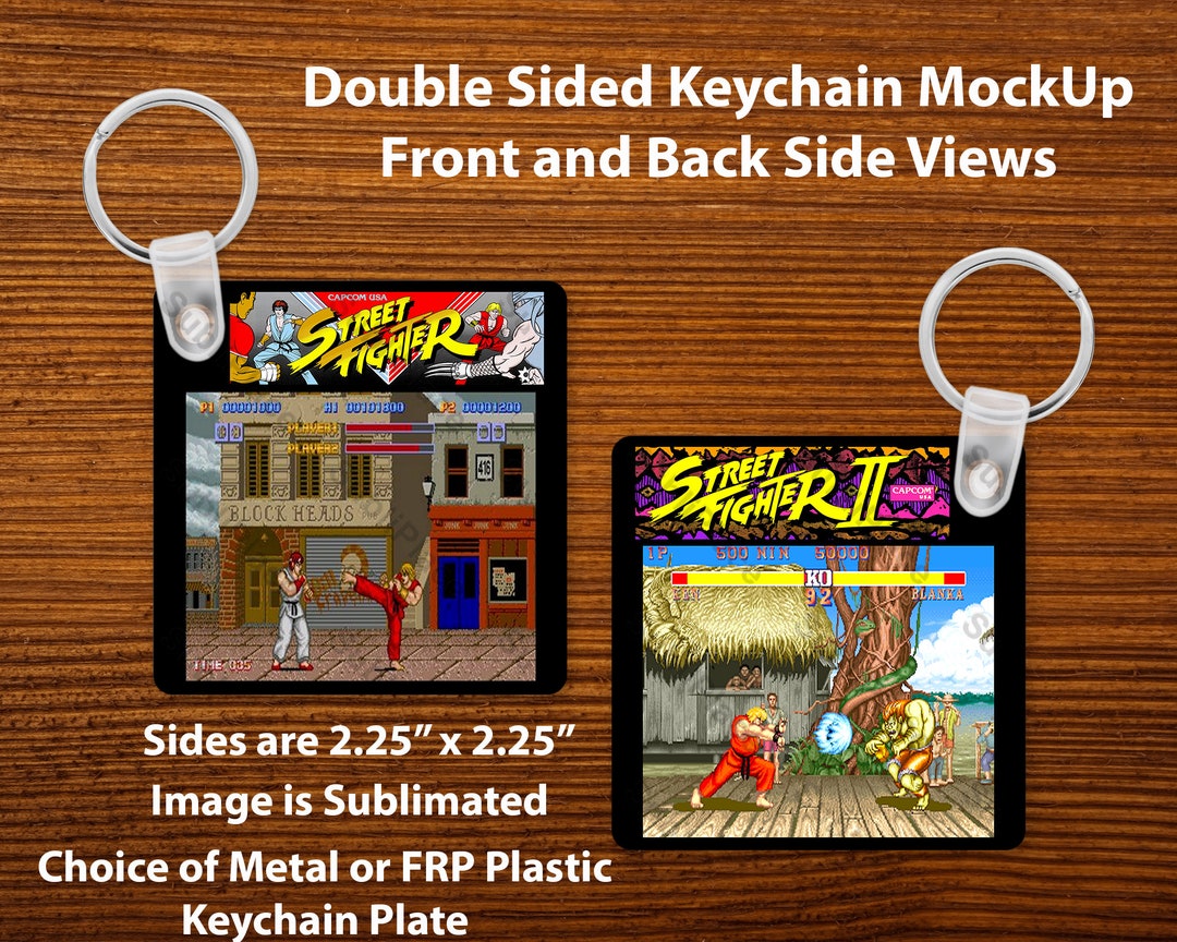 Street Fighter 1 and 2 Arcade Game Double-sided Keychain - Marquee ...