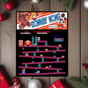 Donkey Kong Arcade Game Marquee & Screenshot 8"x10" Metal Plate - High ...