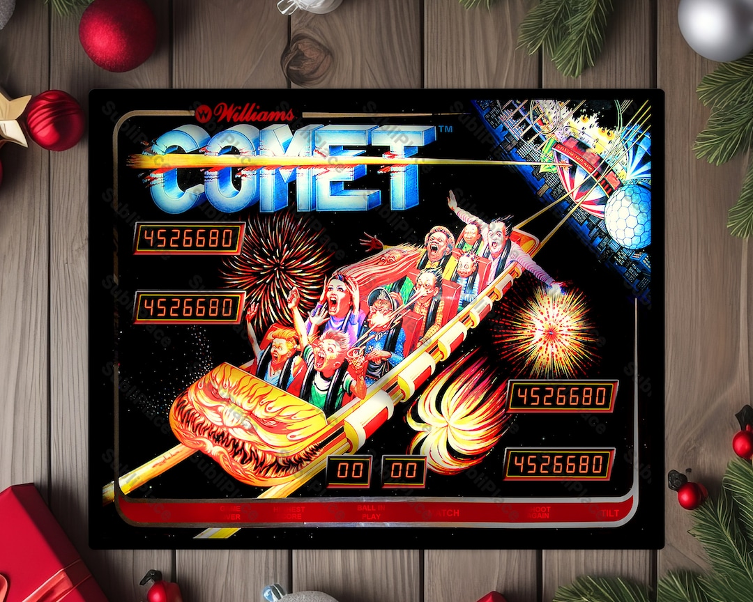 Comet Williams 1985 Pinball Arcade Game Backglass Image on a 8x10 Metal ...