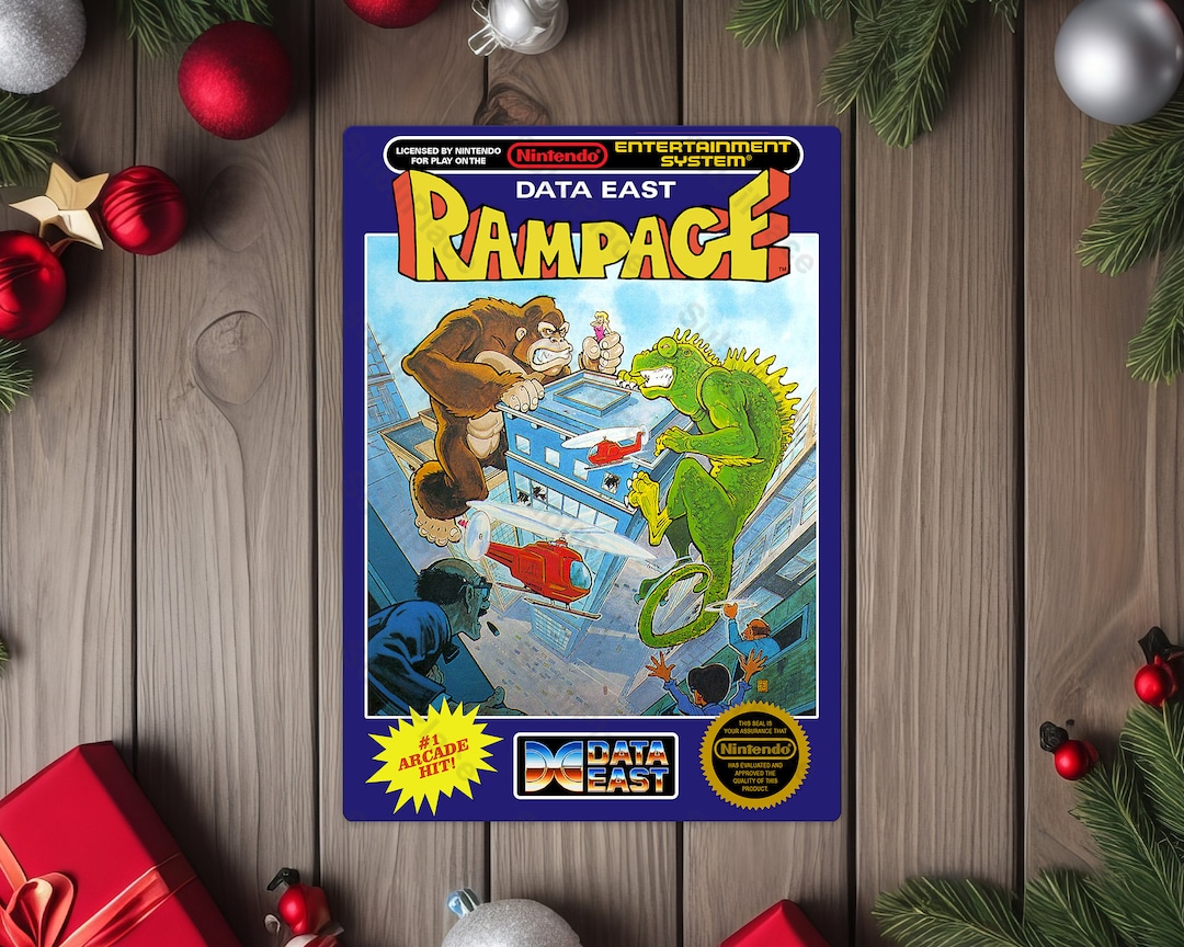 NES Rampage Box Cover Video Game Image on a 5x7 Metal Plate High Gloss ...