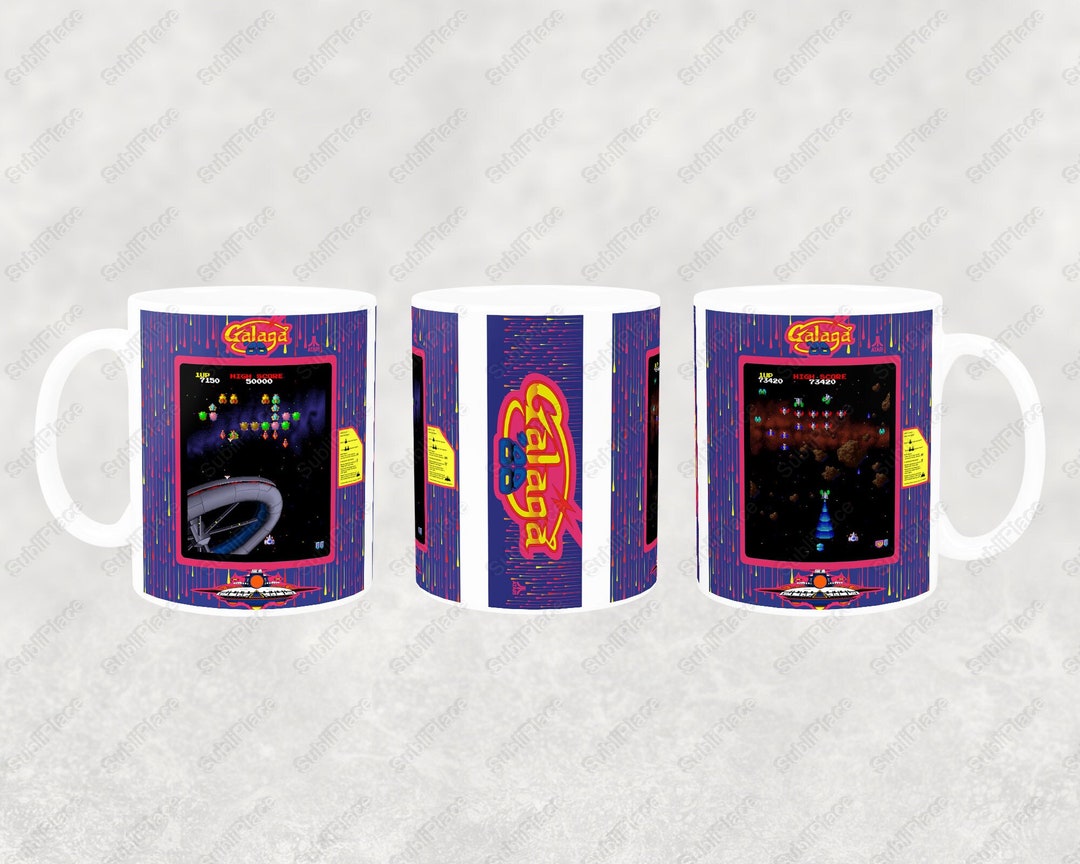 Galaga '88 Arcade Game Marquee, Bezel and Screenshots 11 Oz Coffee Mug ...