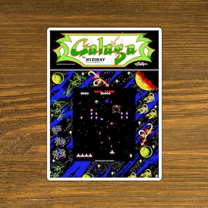 Galaga Arcade Game Fridge Magnet 3"x4" Metal Plate - Marquee, Bezel ...