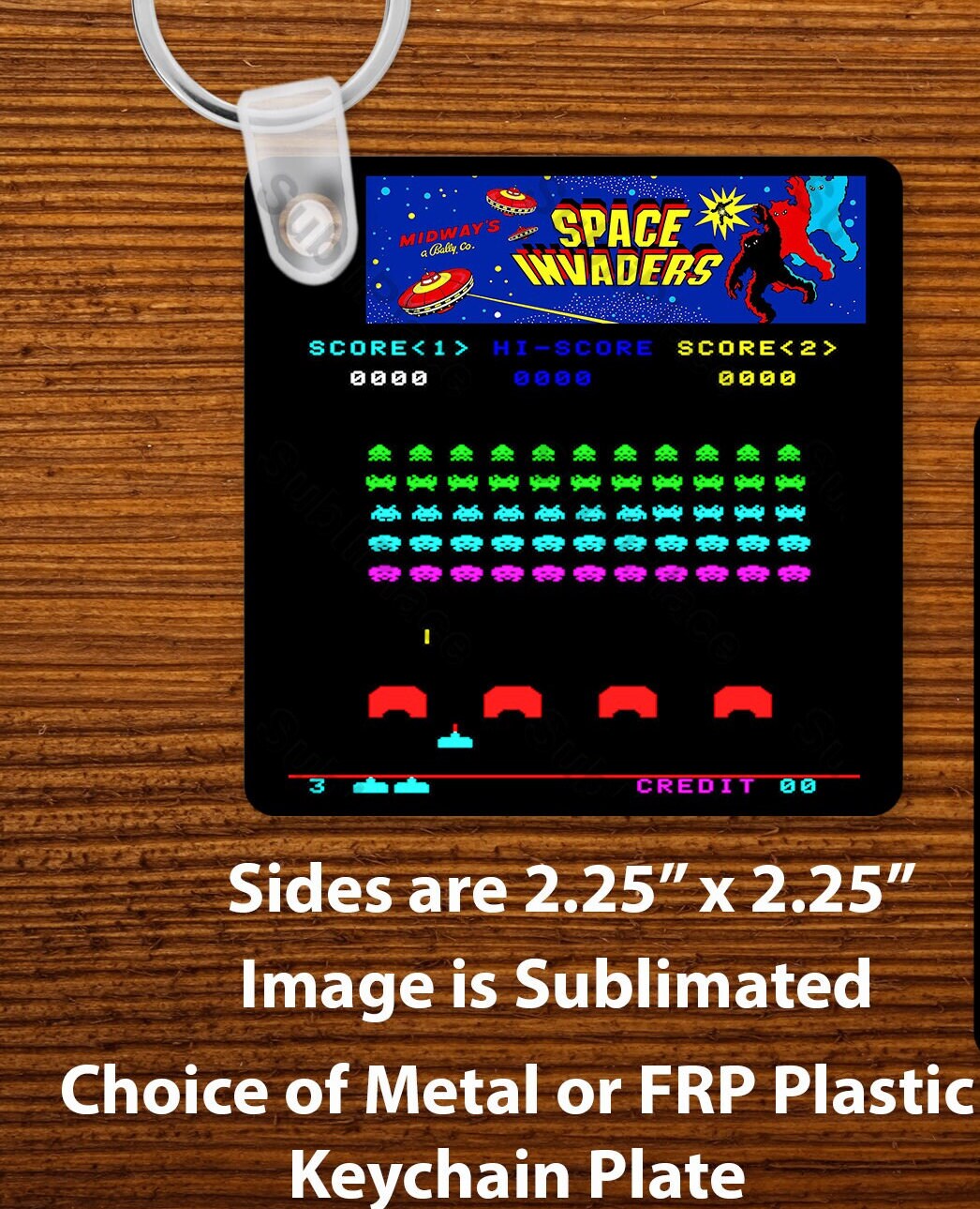 Space Invaders Arcade Game Double-sided Keychain - Marquee ...