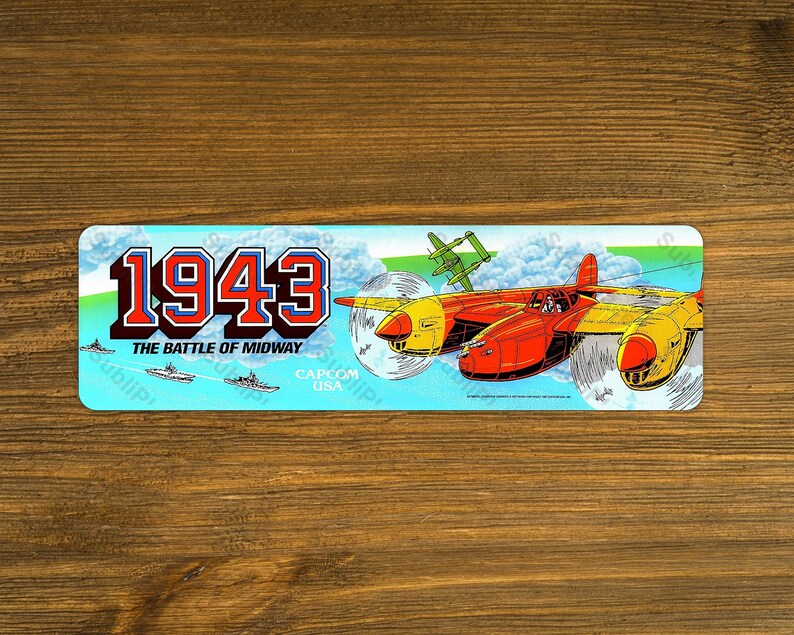 1943 the Battle of Midway Arcade Game Marquee 4"x13.5" Metal Plate ...