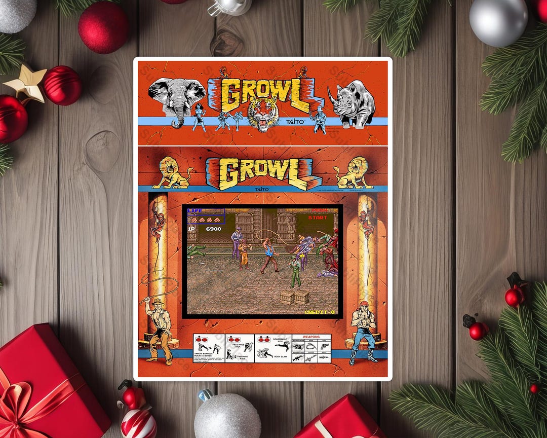 Growl Arcade Game Marquee, Bezel & Screenshot Image on a 8"x10" Metal ...