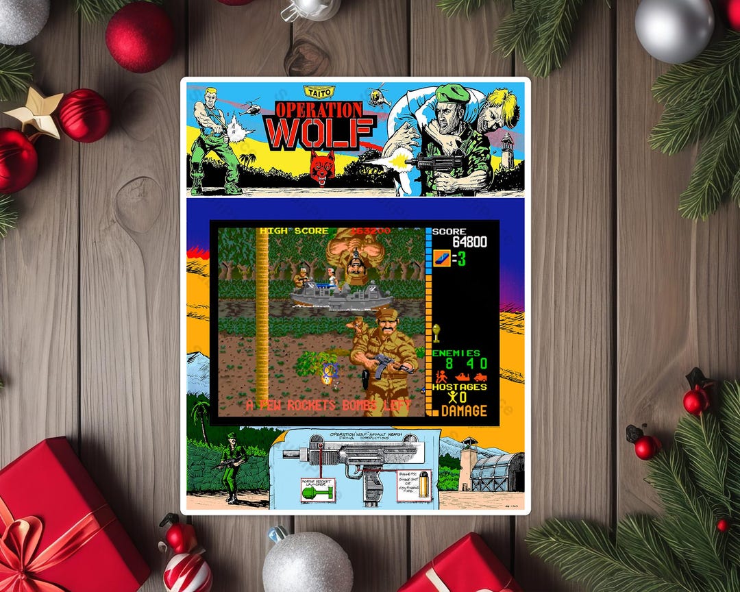 Operation Wolf Arcade Game Marquee, Bezel & Screenshot 8"x10" Metal Plate - High Gloss With ...