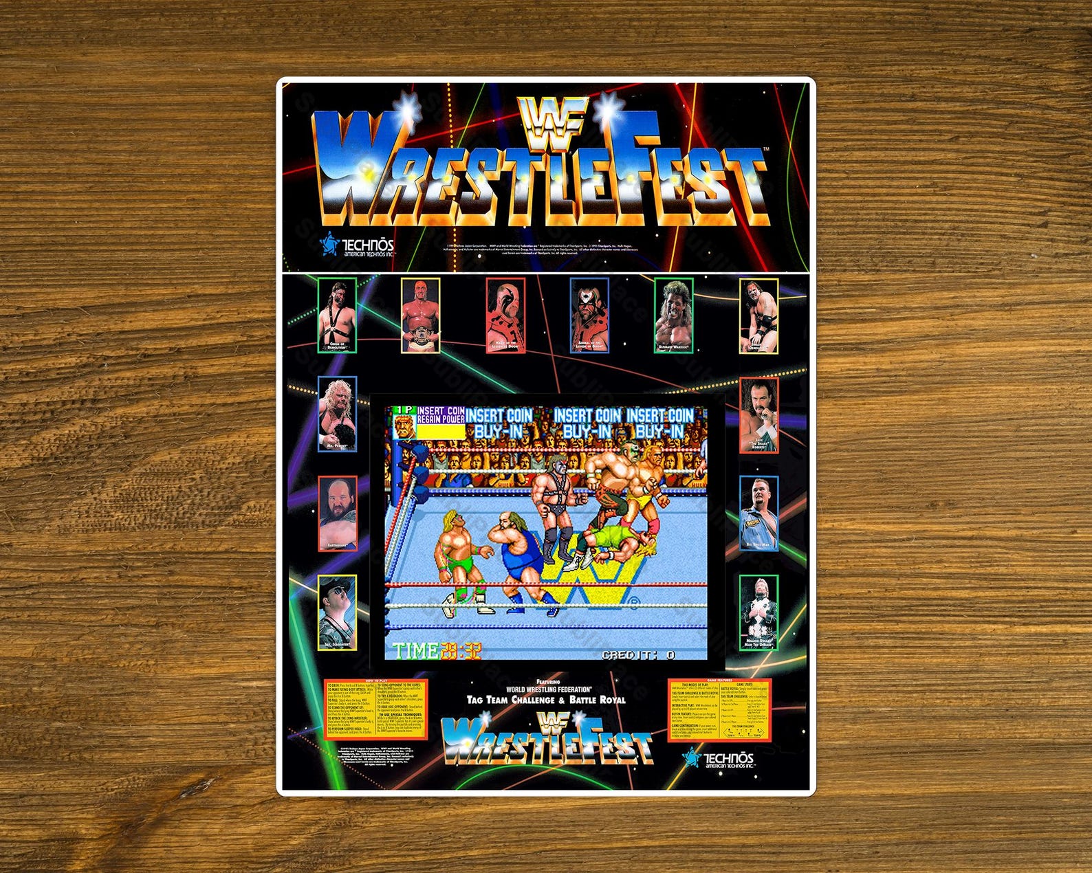 WWF Wrestlefest Arcade Game Marquee, Bezel & Screenshot Image on a 12 ...