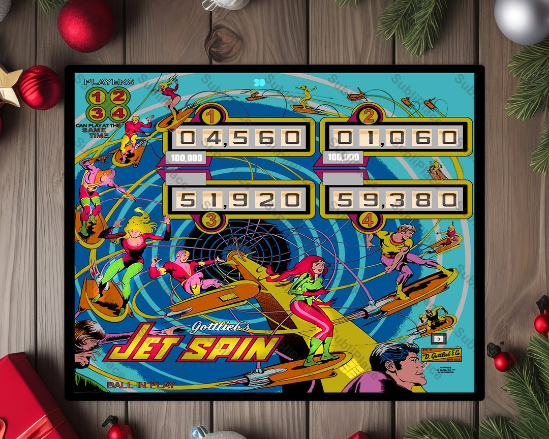 Jet Spin - Pinball Arcade Game Backglass Image on a 8"x10" Metal Plate ...