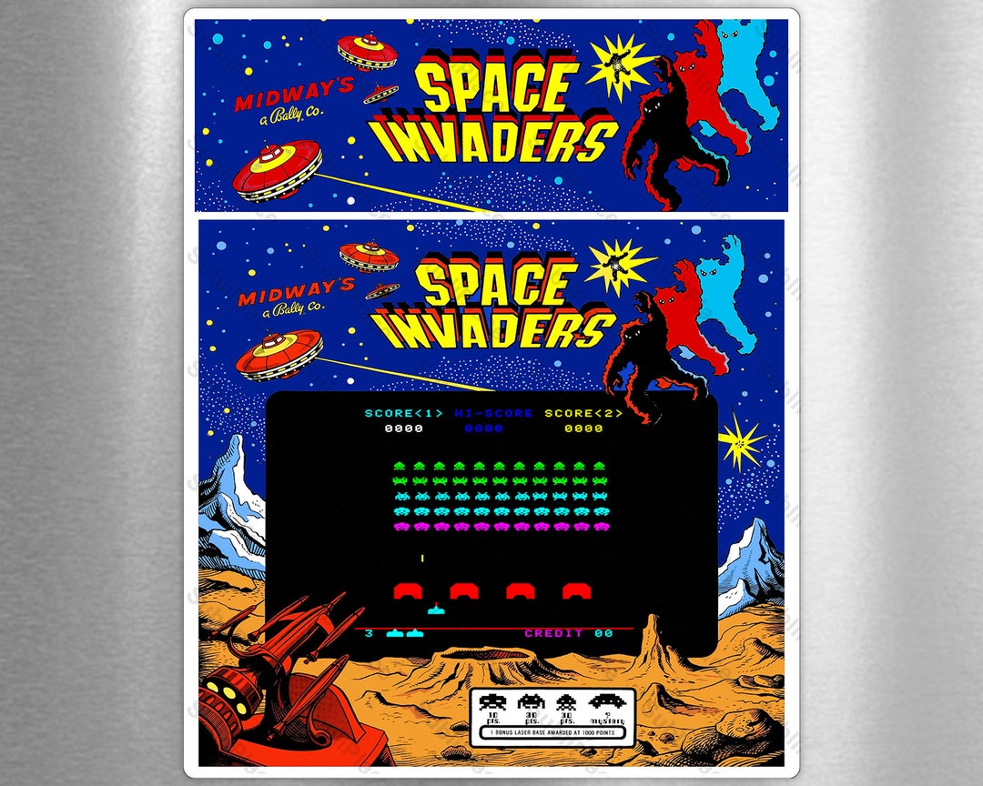 Space Invaders Arcade Game Marquee, Bezel & Screenshot 8x10 Metal Plate ...