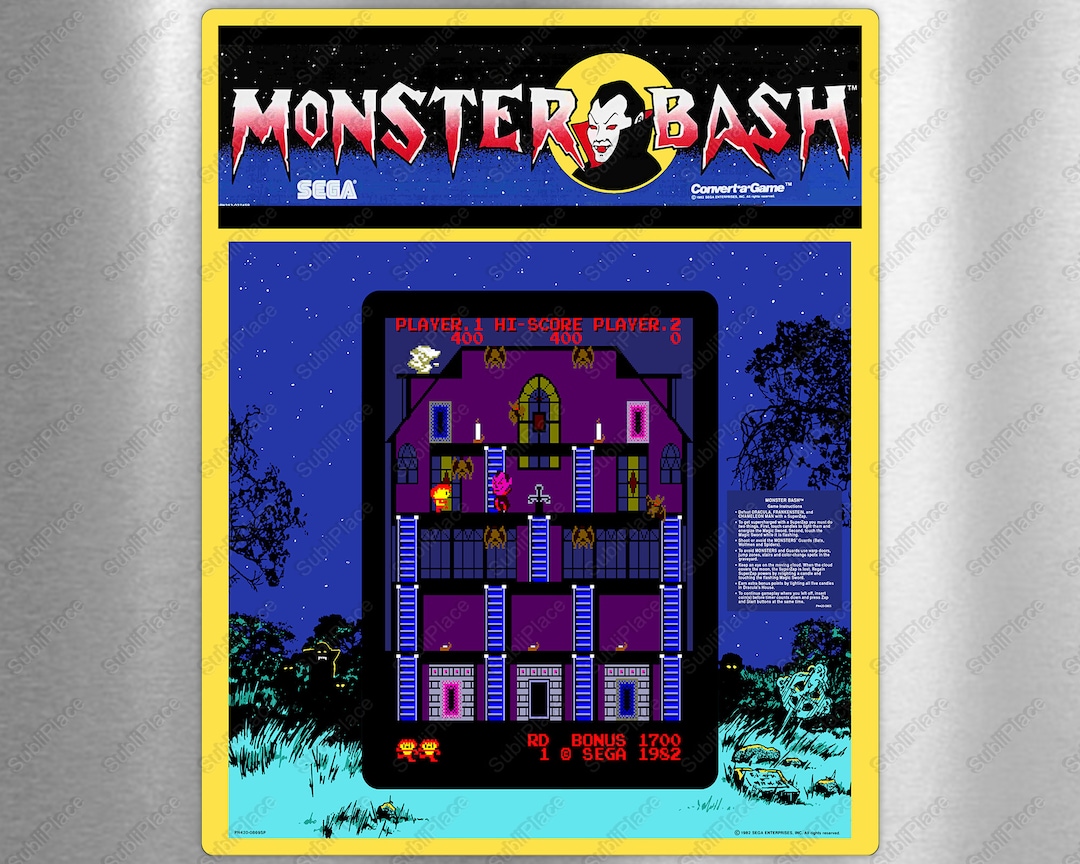 Monster Bash Arcade Game Marquee Bezel & Screenshot - Etsy