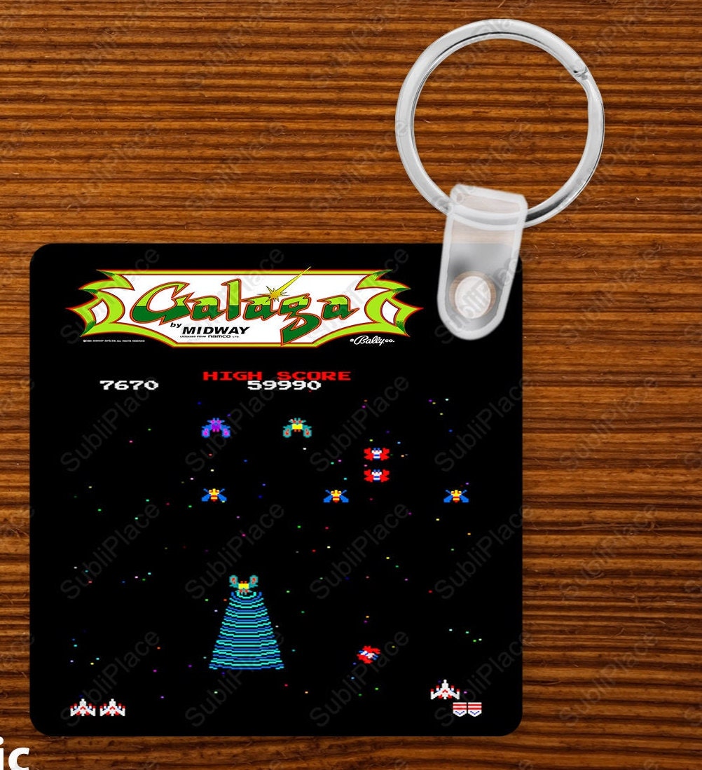 Galaga Arcade Game Double-sided Keychain Marquee & - Etsy