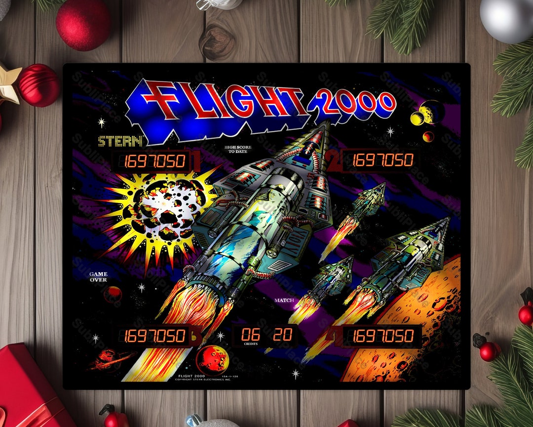 Flight 2000 Pinball Arcade Game Backglass Image on a 8x10 Metal Plate ...