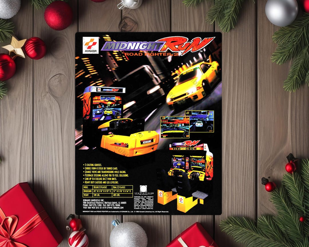 Midnight Run Arcade Game Flyer Promo Art Image on a 8"x10" Metal Plate ...
