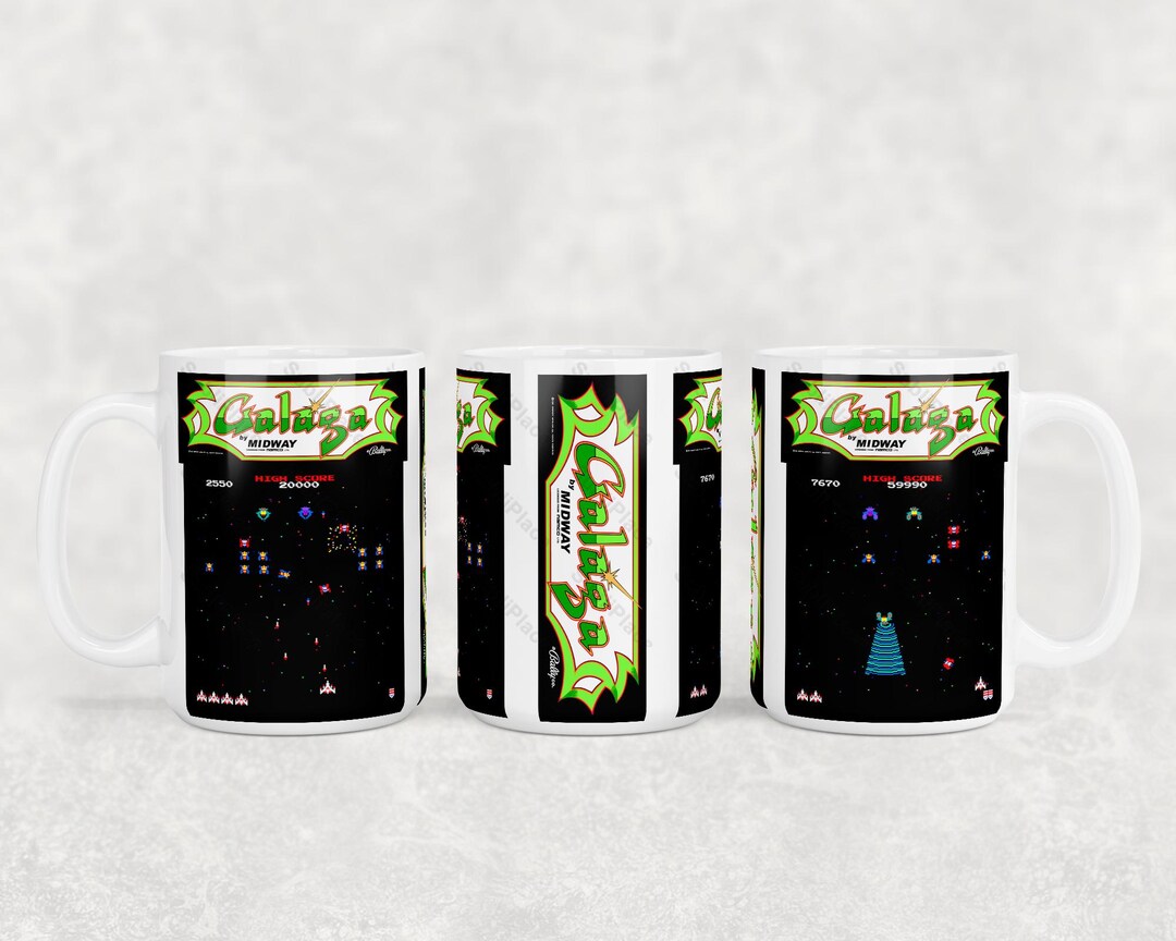 Galaga Arcade Game 15 Oz Coffee Mug - Has Marquee With Screenshot on ...
