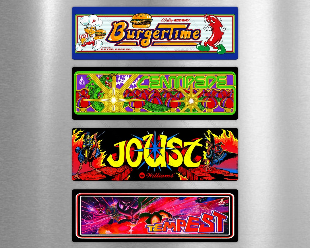 Set of 4 Arcade Game Marquee Fridge Magnets Burgertime, Centipede ...