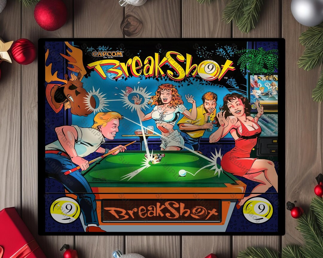 Breakshot - Pinball Arcade Game Backglass Image on a 8"x10" Metal Plate ...