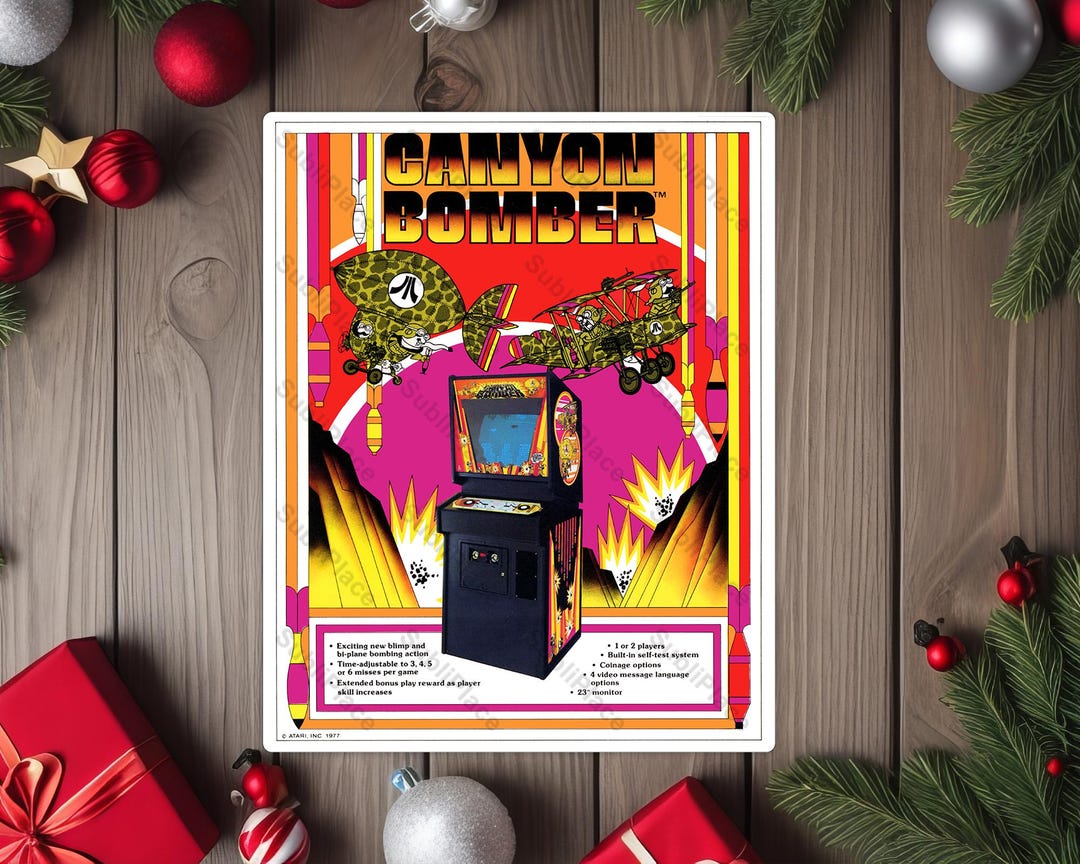 Canyon Bomber Arcade Game Flyer Promo Art Image on a 8x10 Metal Plate ...
