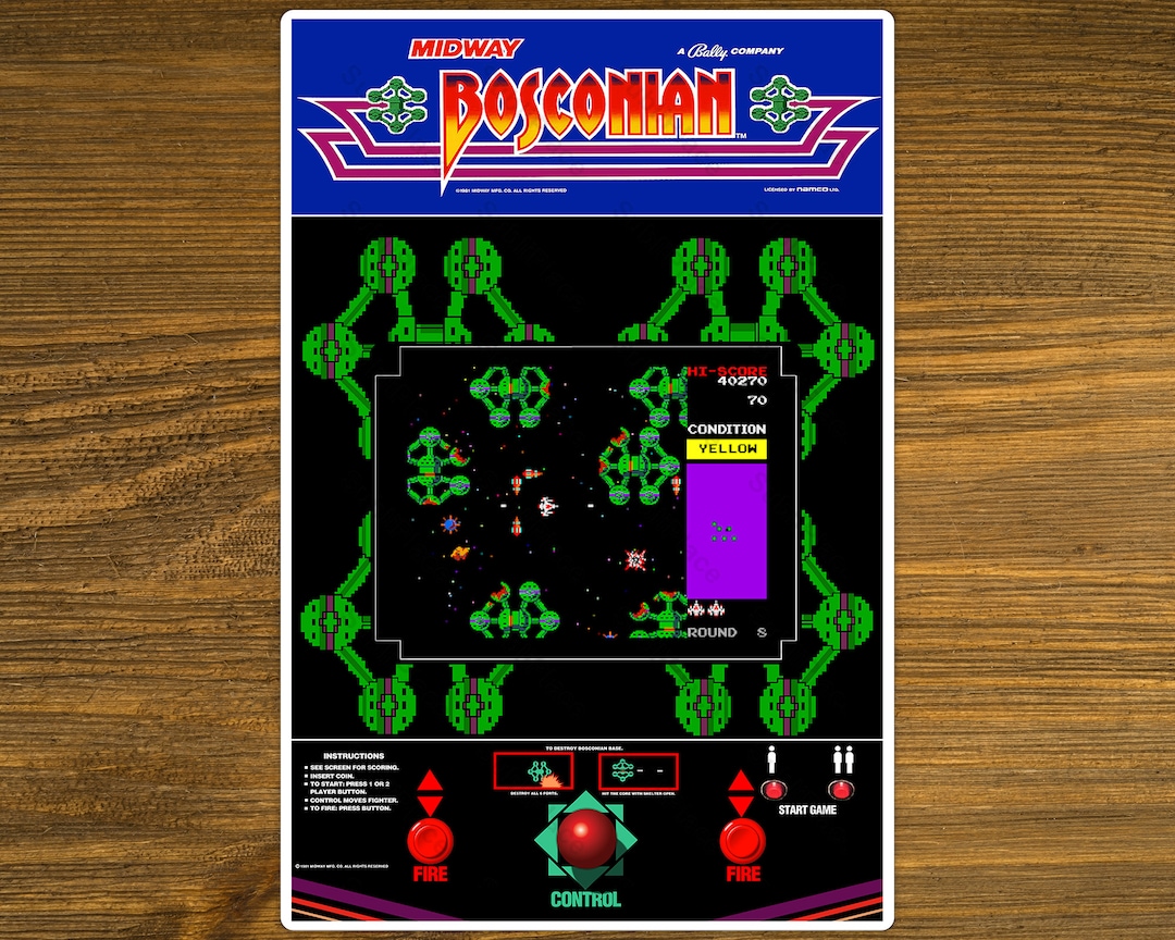 Bosconian Arcade Game Marquee, Bezel, Screenshot & Control Panel Image ...