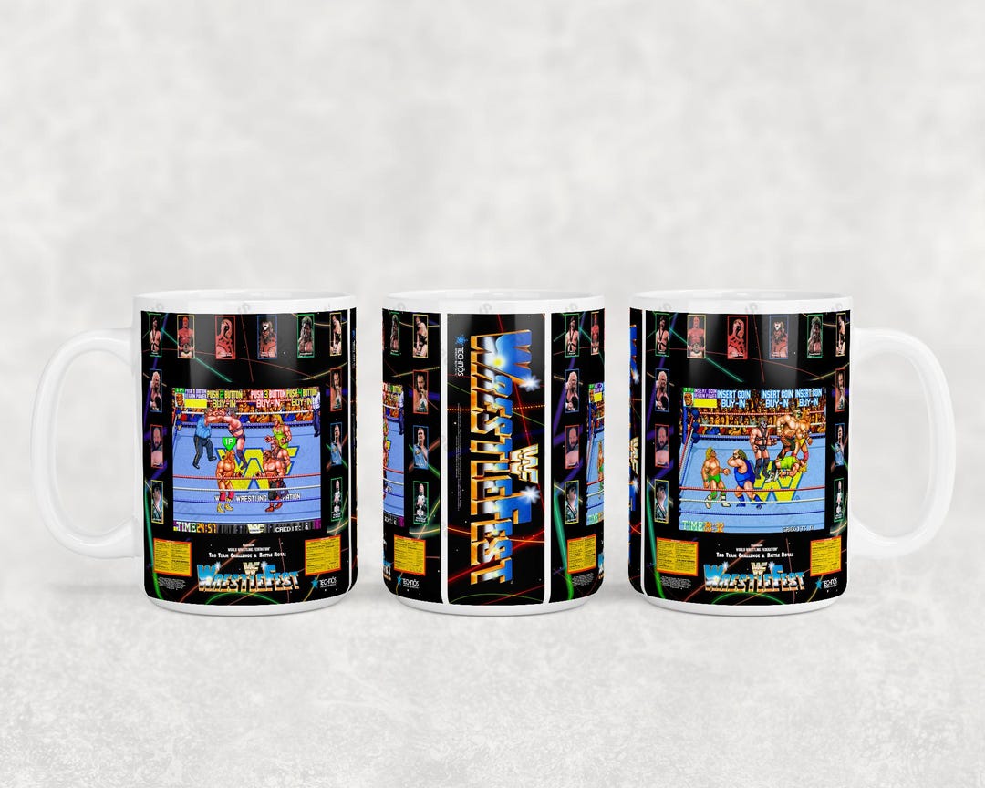 Wrestlefest Arcade Game 15 Oz Coffee Mug - Has Bezel With Screenshot on ...