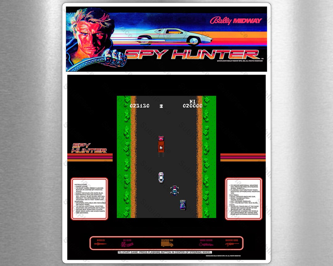 Spy Hunter Original Arcade Game Marquee Bezel & Screenshot - Etsy