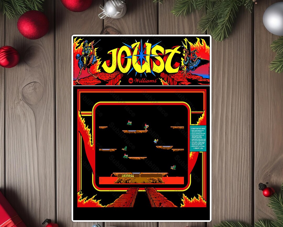 Joust Arcade Game Marquee, Bezel & Screenshot Image on a 12"x16" Metal ...