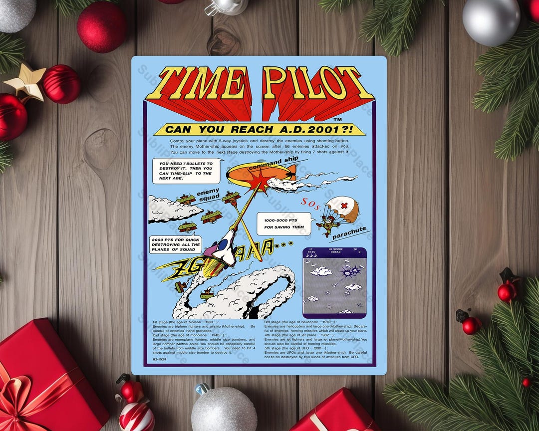 Time Pilot Arcade Game Flyer Promo Art alternate Image on a 8x10 Metal ...