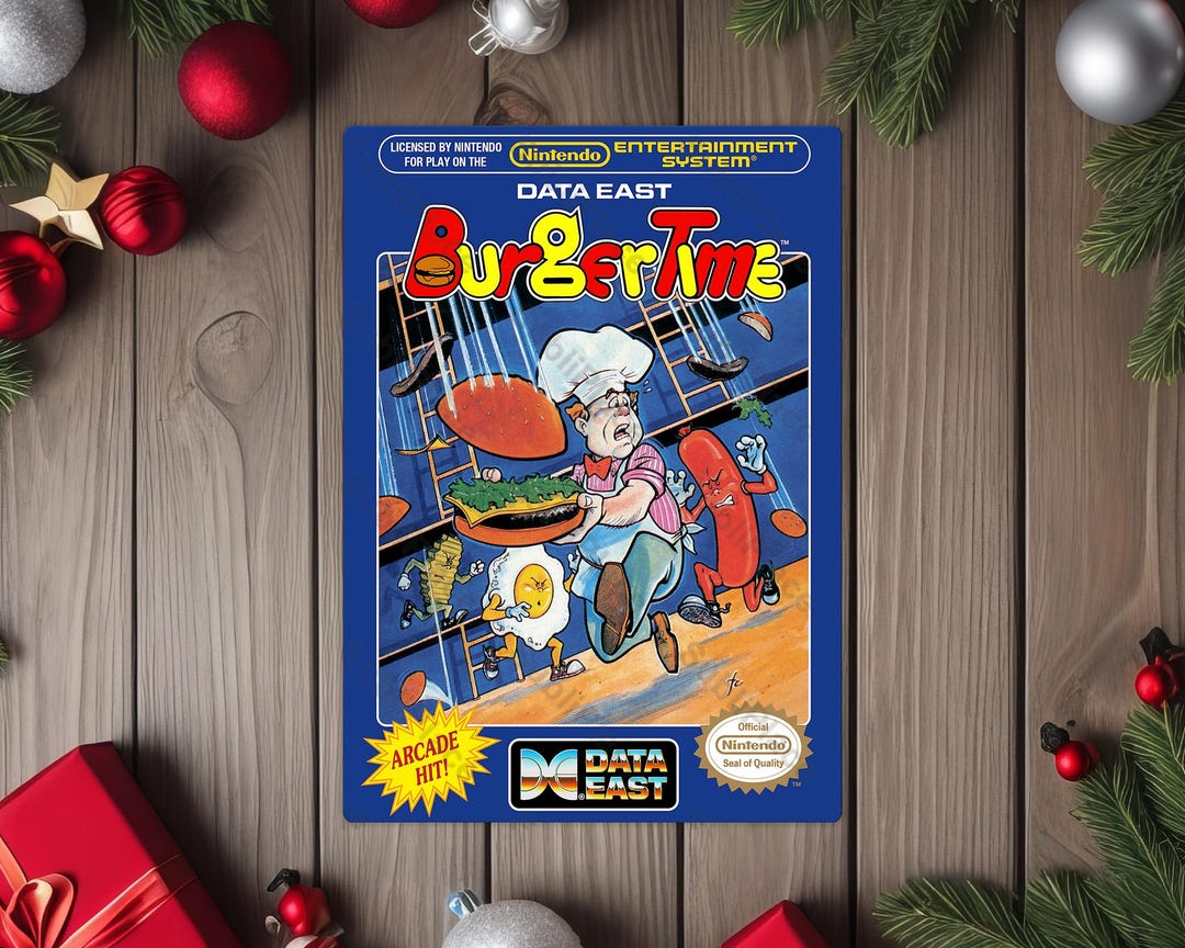 NES Burgertime Box Cover Video Game Image on a 5"x7" Metal Plate - High ...