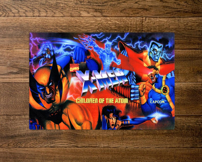 X-men Children of the Atom Arcade Game Marquee Image on a 8"x12" Metal ...