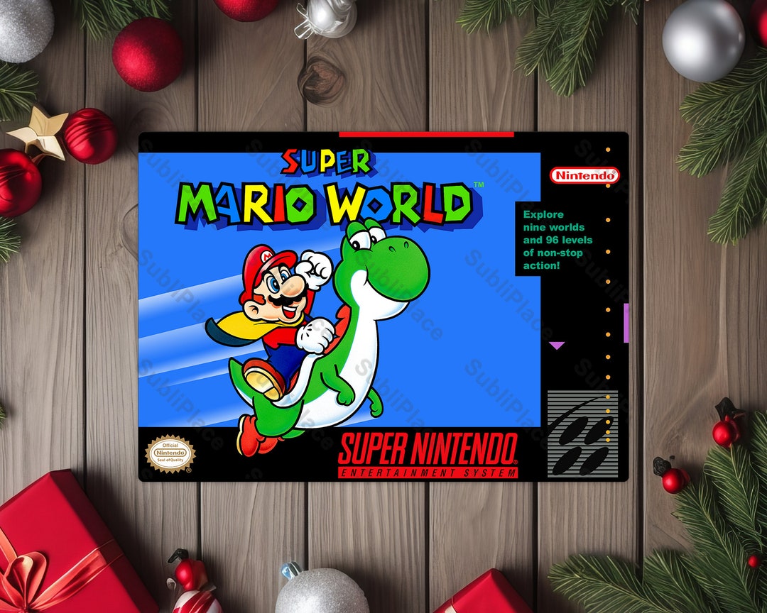 Super Nintendo Super Mario World Box Cover Video Game Image on a 5"x7 ...