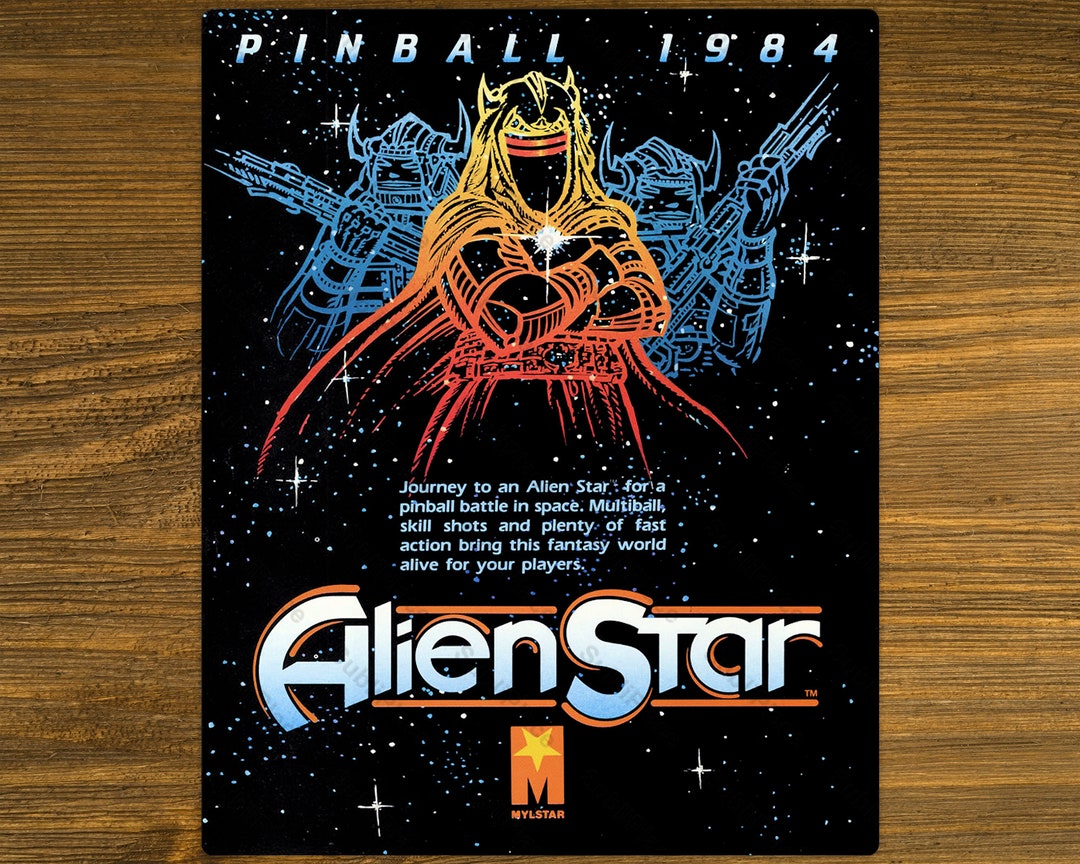 Alien Star Pinball Arcade Game Flyer Promo Art Image on a 8x10 Metal ...