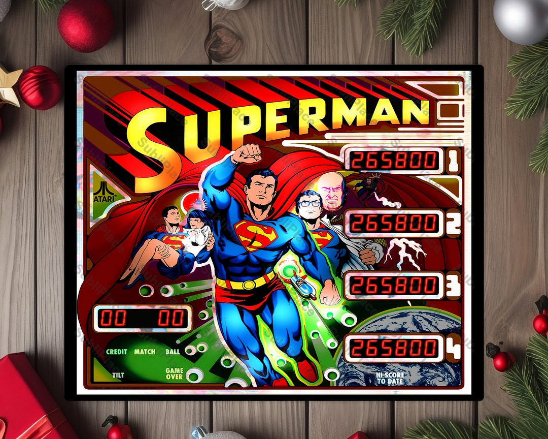 Superman Pinball Arcade Game Backglass Image on a 8x10 Metal Plate High ...