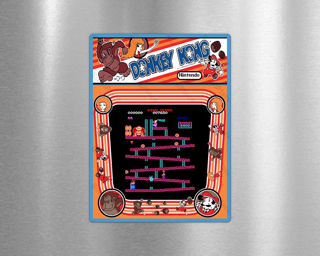 Donkey Kong Arcade Game Fridge Magnet 3 X 4 Metal Plate Marquee, Bezel ...