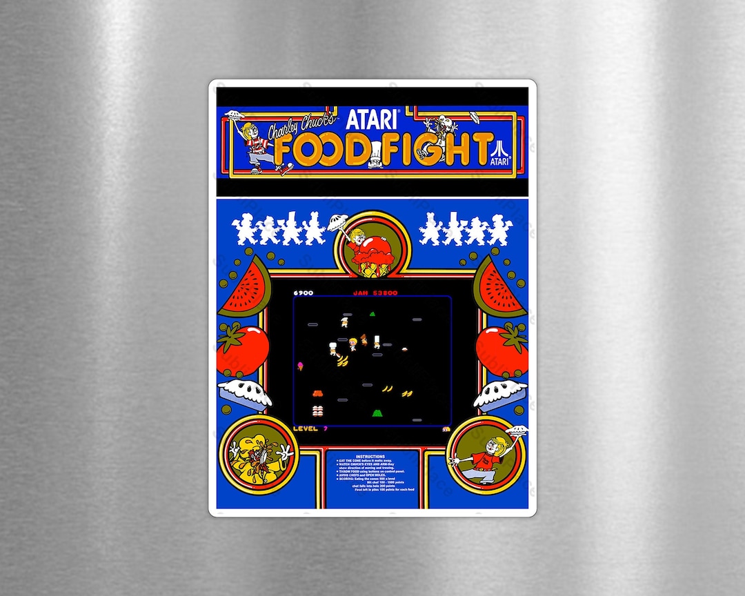 Food Fight Arcade Game Fridge Magnet 3 X 4 Metal Plate Marquee, Bezel ...