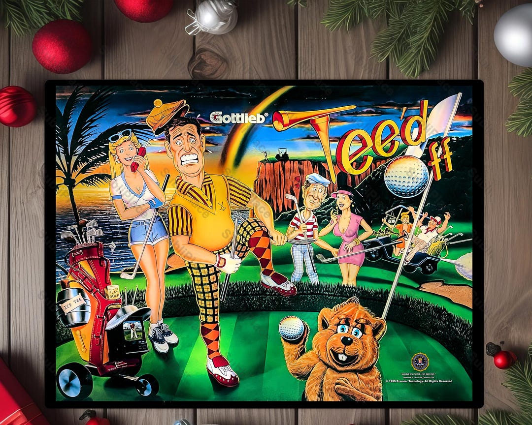 Tee'd off - Pinball Backglass Arcade Game Image on a 12"x16" Metal ...