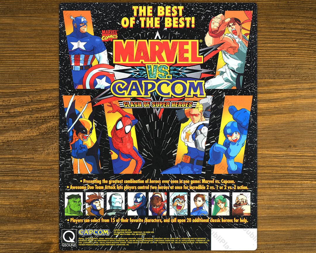 Marvel Vs Capcom Arcade Game Flyer Promo Art Image on a 8x10 Metal ...