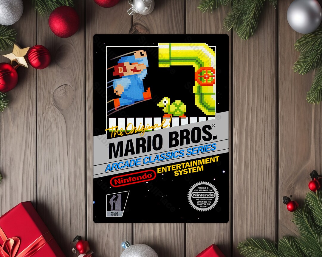 NES Mario Bros. Box Cover Video Game Image on a 5x7 Metal Plate High ...