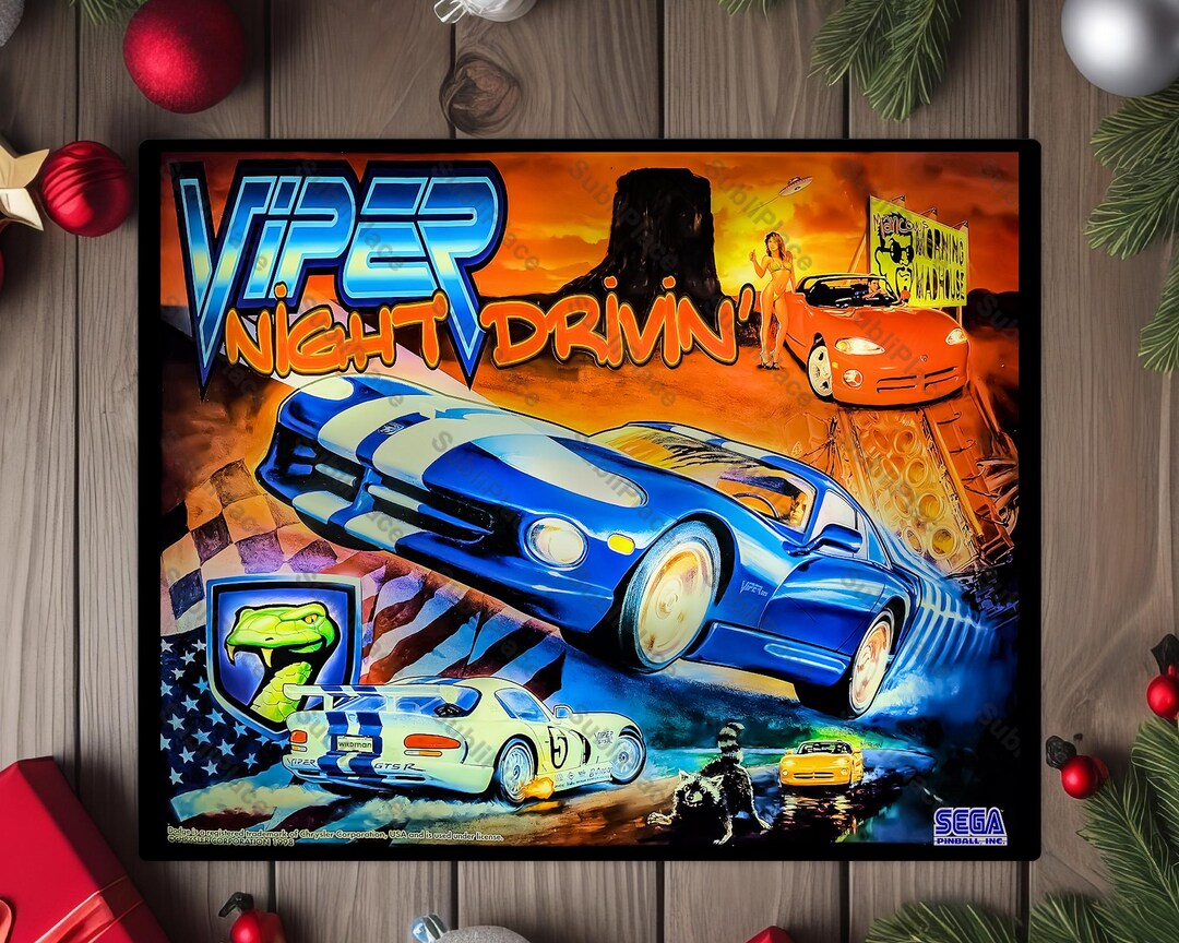 Viper Night Drivin' Pinball Arcade Game Backglass Image on a 8x10 Metal ...
