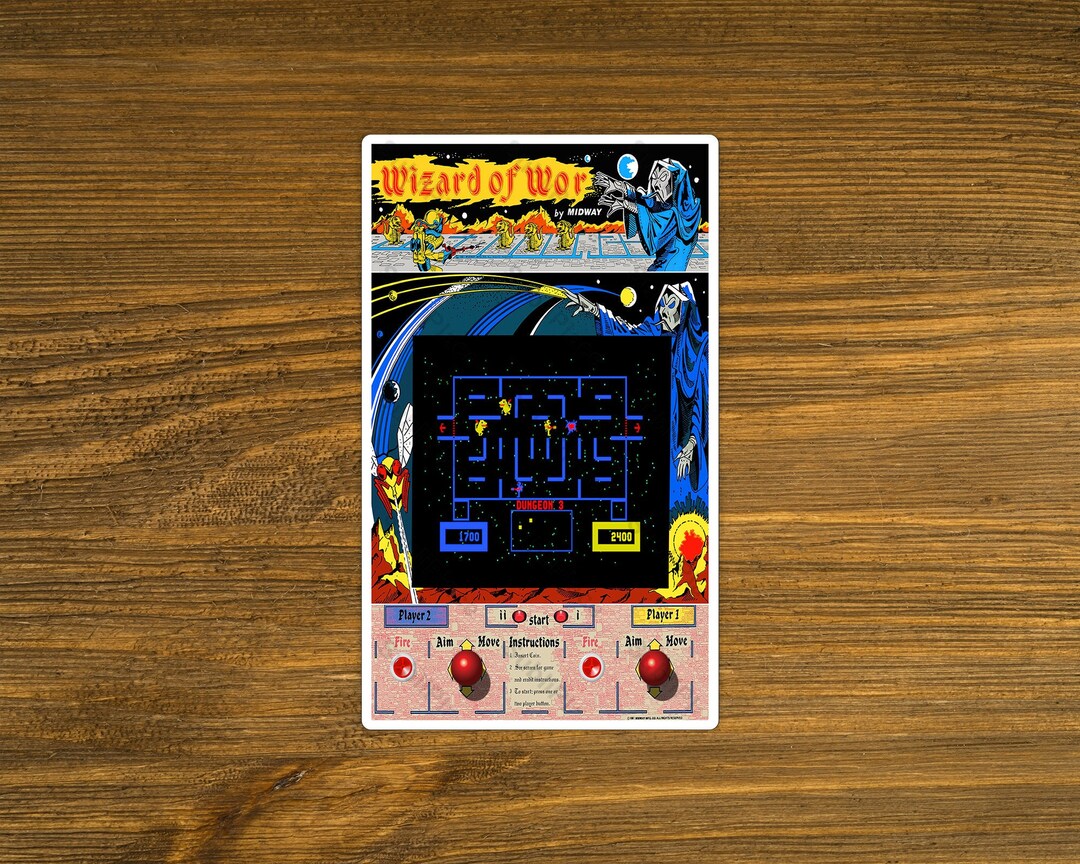 Wizard of Wor Arcade Game Image on Large 3" X 5" Metal Plate Fridge ...