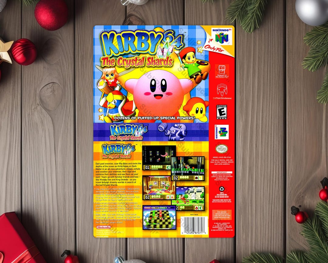 N64 Kirby 64 - the Crystal Shards Box Cover Image on a 8"x12" Metal ...
