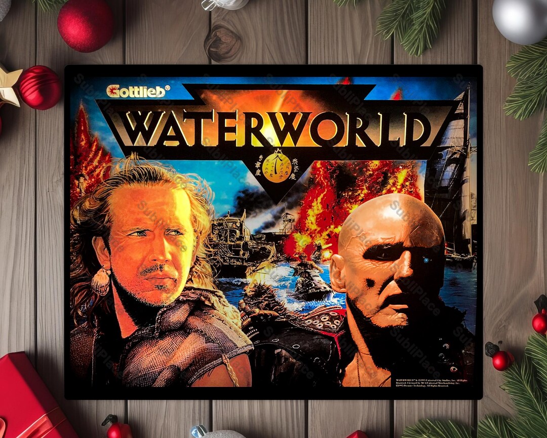 Waterworld Pinball Arcade Game Backglass Image No DMD Part on a 8x10 ...
