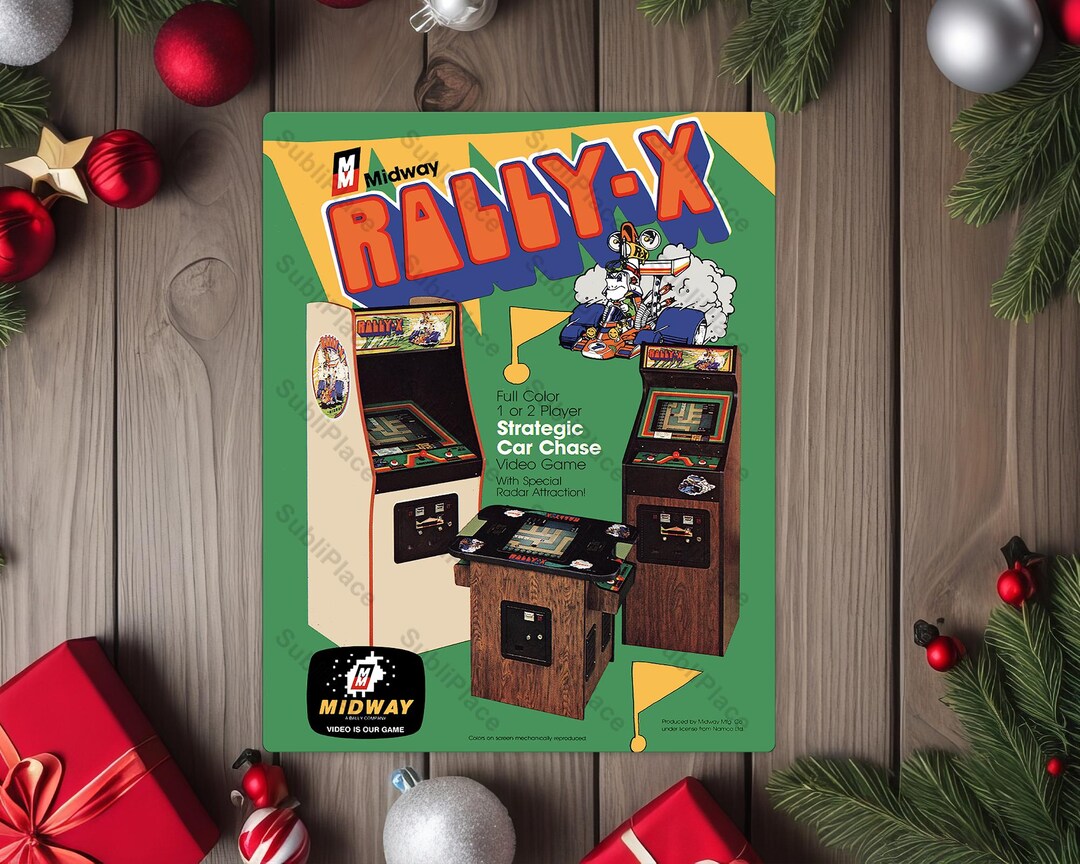 Rally-x Arcade Game Flyer Promo Art Image on a 8x10 Metal Plate High ...