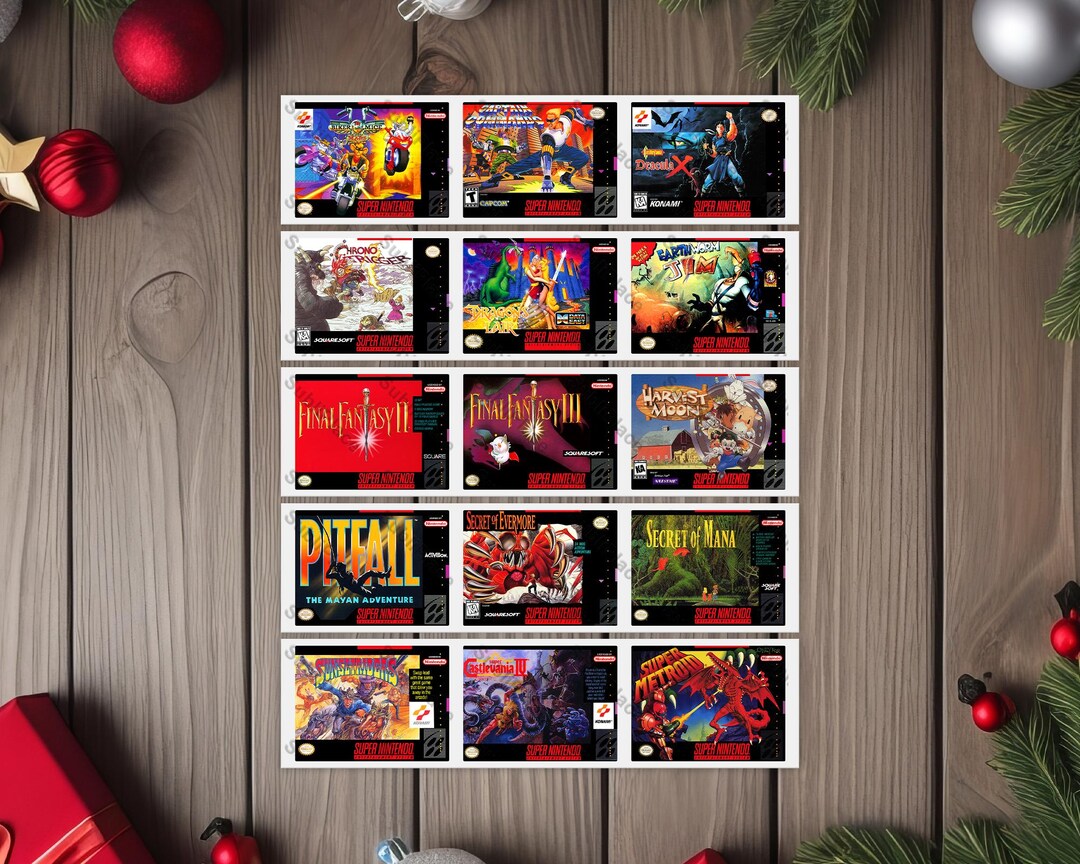 Set of 15 Super NES Box Cover Image Stickers - Each Sticker 1.65" X 2.2 ...