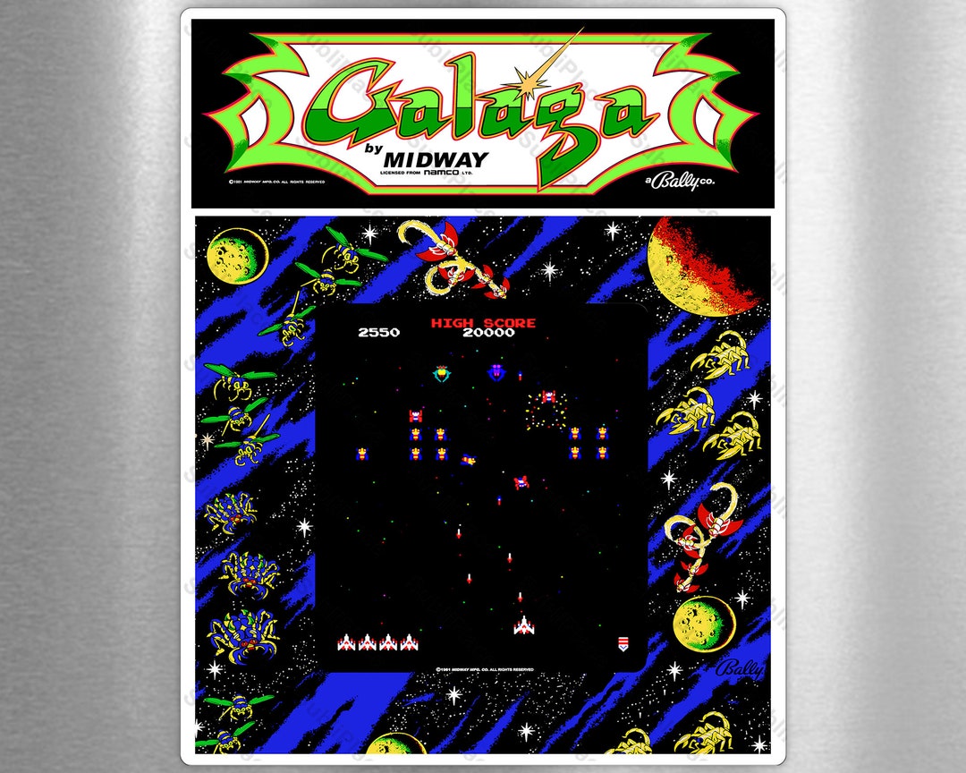 Galaga Arcade Game Marquee Bezel & Screenshot - Etsy