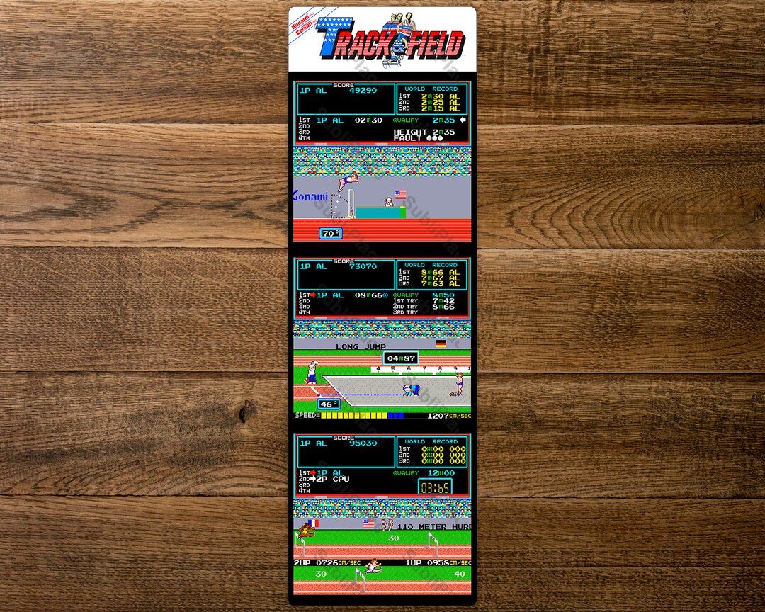 Track & Field Arcade Game Marquee With 3 Screenshots on 5.5"x17.5 ...