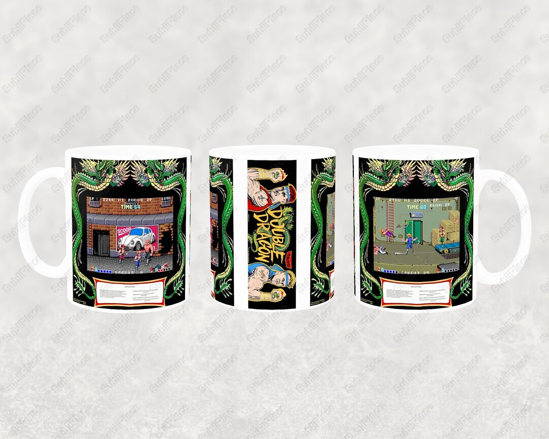 Double Dragon Arcade Game Marquee, Bezel and Screenshots 11 Oz Coffee ...