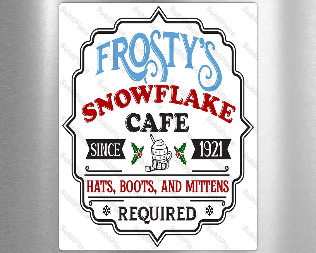 Christmas Themed Frosty's Snowflake Cafe Sign on an - Etsy