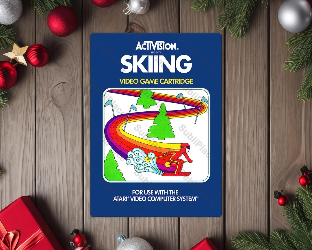 Atari 2600 Skiing Box Cover Video Game Image on a 5"x7" Metal Plate ...