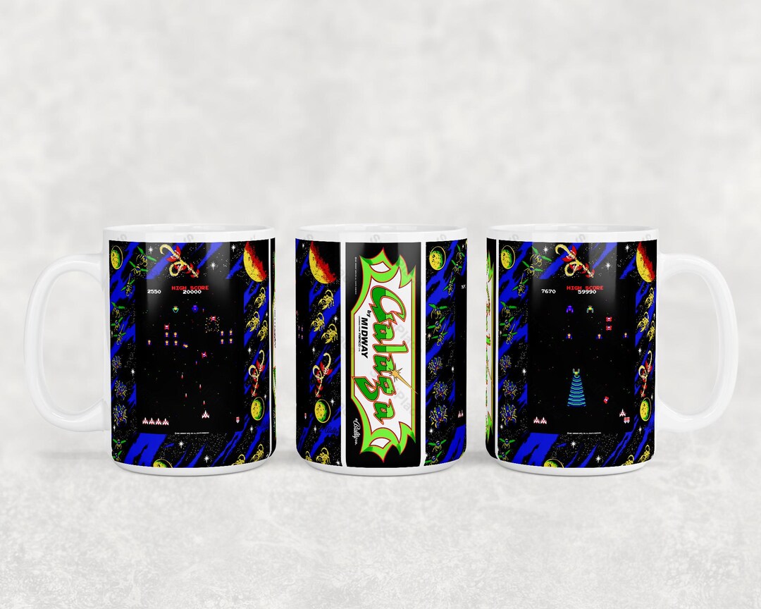 Galaga Arcade Game 15 Oz Coffee Mug - Has Bezel With Screenshot on Each ...