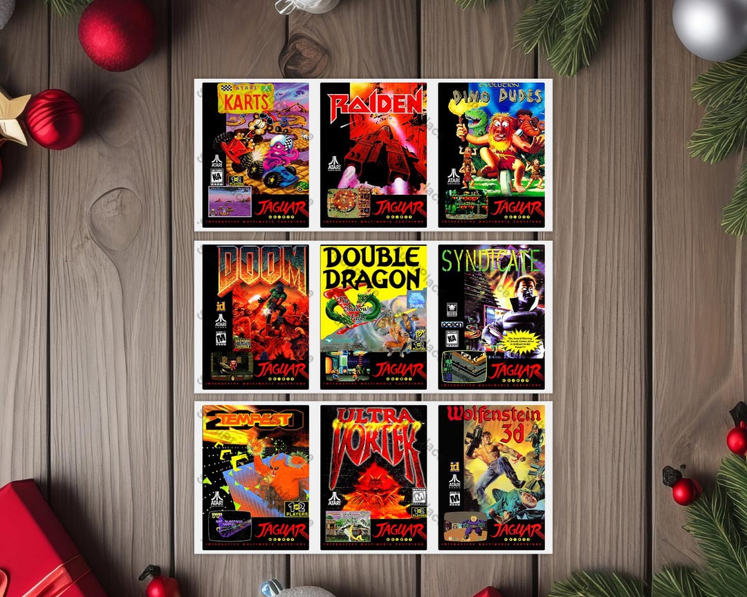 Set of 9 Atari Jaguar Box Cover Image Stickers - Each Sticker is 2.2" X ...
